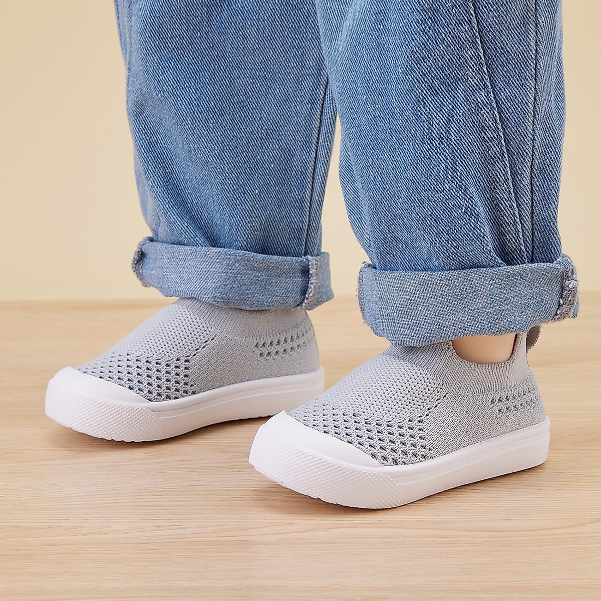 Baby Walking Shoes First Boy Girl Walker Infant Sock Tennis Mesh Sneakers Breathable 6 9 12 18 24 Months Grey Size 12-18 Months Infant