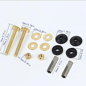 MUHBIJO Toilet Tank to Bowl Bolt Kits Toilet Seat Screws for Tank Solid with Extra Long Nuts Easy to Install and Double Gaskets for Fastening No Leakage (2)