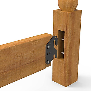 KOPKIO 2 PCS Universal Wood Bed Rail Hook Plates for Headboard Footboard Bed Frame Bracket, Wooden Bed Hook On Bed Rails with Mounting Hardware,Black