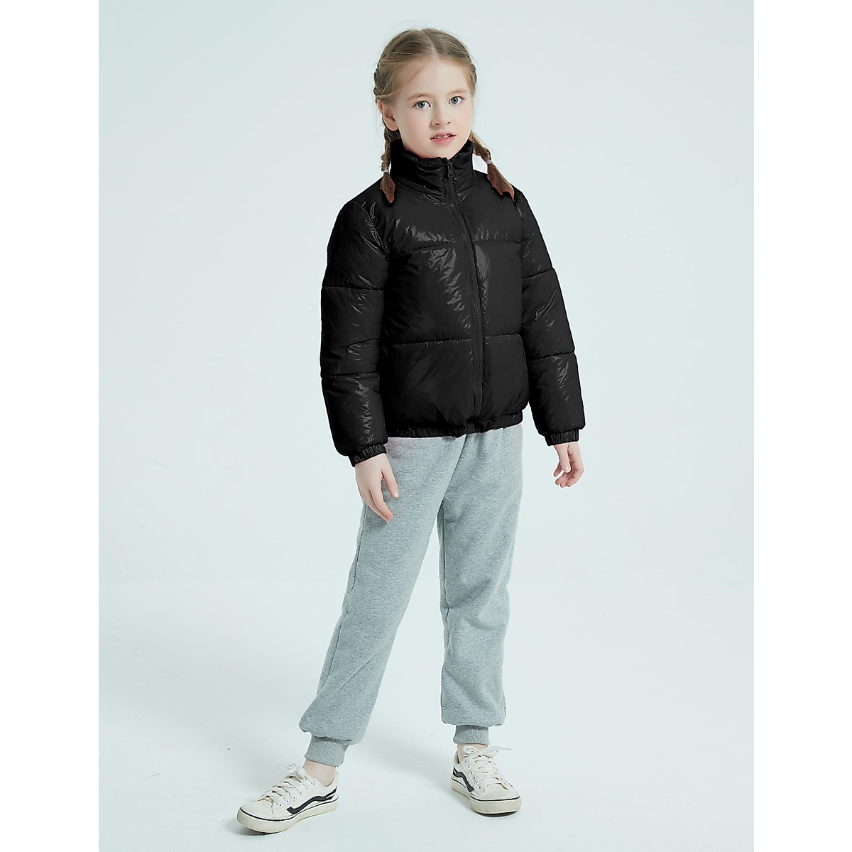 AMEBELLE Toddler Baby Girl Boy Unisex Warm Stand Collar Lightweight Zip Up Down Jacket Coats(1672-Black-6/7Y)