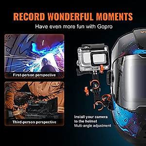 VEVOR Welding Helmet Auto Darkening Large Viewing with Side View 4.25" x 3.23", Welding Hood True Color, Welding Mask Solar Powered, 4 Arc Sensor, Wide Shade 4-8/9-13 for TIG MIG Arc Weld Grinding