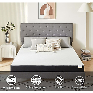 Memory Foam Mattress, 5Inch, Queen Waterproof Cover Mattress, Gel Memory Foam, Medium Firm Feel, Washable Pressure Relief & Cool Sleep Bed in a Box CertiPUR-US Certified