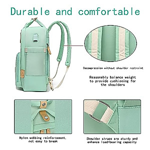 KeKour Laptop Backpack for Women,14 Inch Work Laptop Bag with USB Port Travel Computer College Casual Daypack for Weekender (Green)