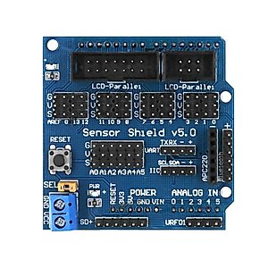 RedTagCanada Sensor Shield V5.0 Sensor Expansion Board for UNO MEGA R3 V5 for Arduino Duemilanove/UNO DA I/O Board Electronic Building Blocks of Robot Parts