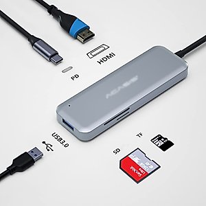 Port Expander 5 in 1 USB C Adapter USB C Docking Station with 4K HDMI, USB-C 60W PD, USB 3.0 Ports, SD/TF Card Reader, USB C Hub USB Splitter