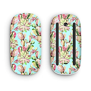 Design Skinz Watercolor Cactus Succulent Bloom V4 Vinyl Decal Compatible with The Apple Magic Mouse 2 (Wireless, Rechargable) with Multi-Touch Surface