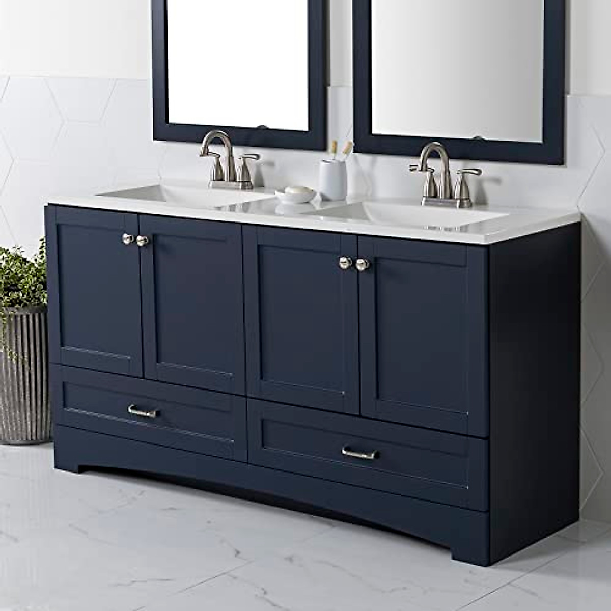 Spring Mill Cabinets Emlyn Bathroom Vanity with Sink, Deep Blue