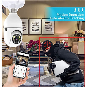 2 Pack 3MP Light Bulb Security Camera Wireless Outdoor, 360° Indoor WiFi Smart Light Socket Cameras for Home Security Cameras with Motion Detection and Alerts, 2-Way Audio, Compatible with Alexa