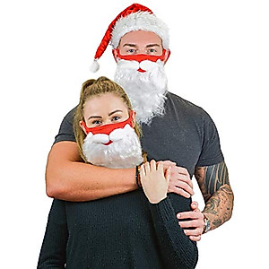 Encased (2 Pack) Face Mask Funny Bearded Holiday Santa Costume for Adults for Christmas 2021 (One size fits all)