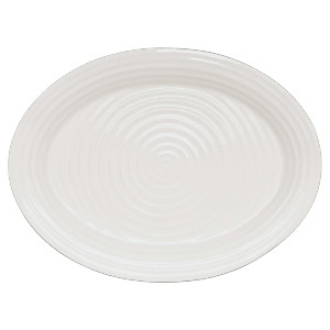 Portmeirion Sophie Conran White Oval Turkey Platter | 20 Inch Large Tray for Serving Appetizers, Snacks and Pizza | Made from Fine Porcelain | Dishwasher and Microwave Safe