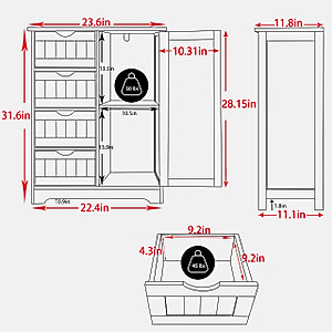 VEIKOU Bathroom Storage Cabinet with 4 Drawers, Freestanding Small Bathroom Cabinet w/Removable Shelf & Anti-Topping Design, Living Room Organizer Cabinet, Dark Teal