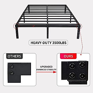 AMSEJOPS Heavy Duty California King Bed Frame, 16 Inches Tall Metal Platform Bedframe with Maximum Storage, No Box Spring Needed, Noise-Free, Easy Assembly, 3500lbs Steel Slat Support