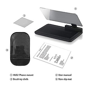 Arestech Car GPS Mobile Head Up Display Holder with HD Image Reflection for HUD, Smartphone, iPhone, Samsung, Car Navigation (Up to 6 Inches)