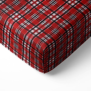 Bacati - Boys Red Plaids/Stripes Crib Sheet
