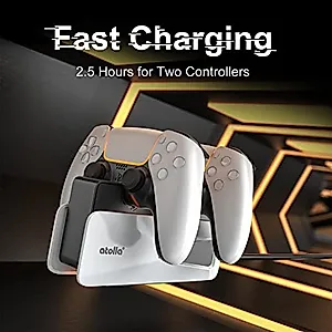 atolla PS5 Controller Charging Station, Playstation Dualsense Charging Station, Fast Charging Dock Station with AC Adapter