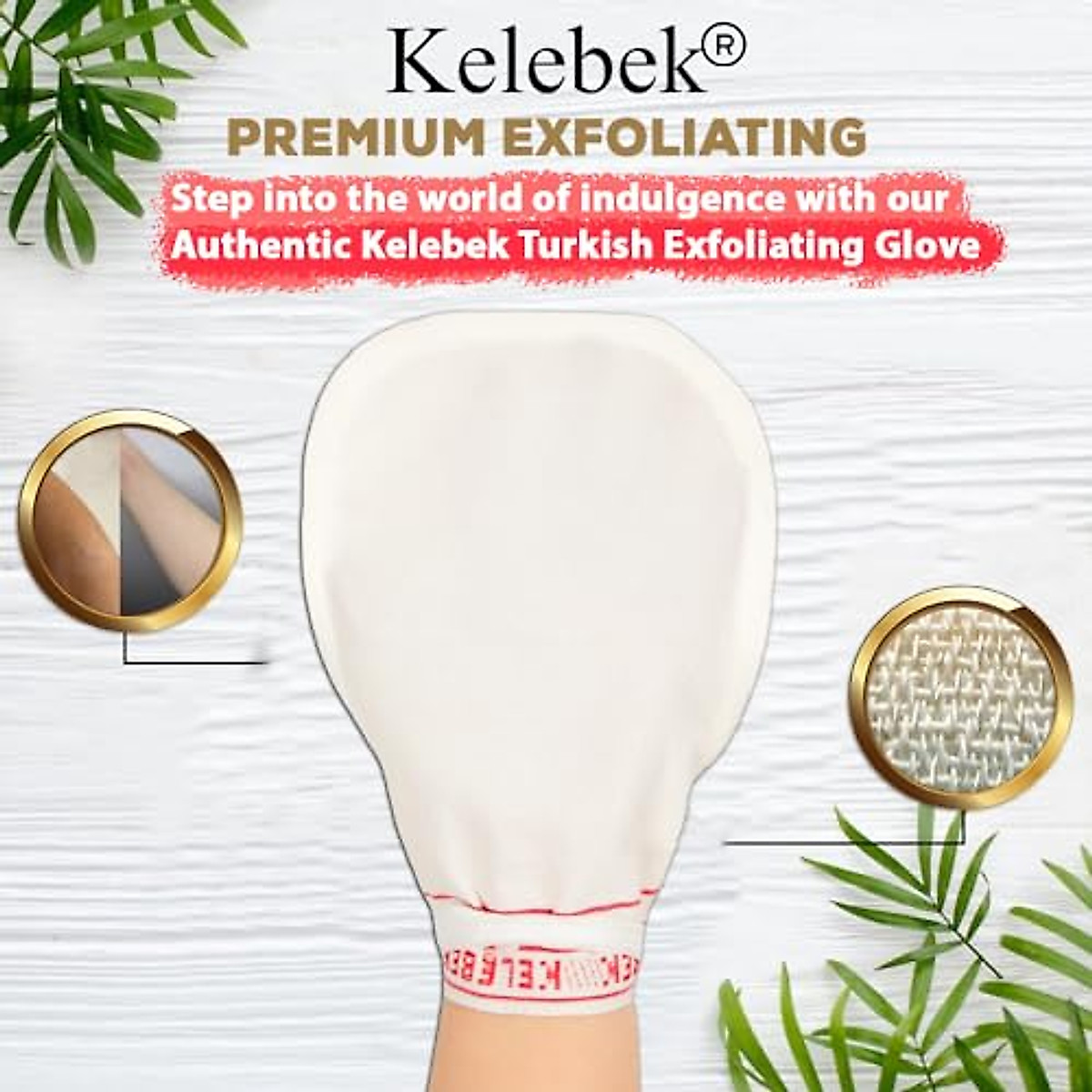 Kelebek Premium Natural Exfoliating Gloves, Turkish Hammam Kese, Original Exfoliating Mitt, Body Scrub for Men and Women (Cream White 4 Pack (Medium))