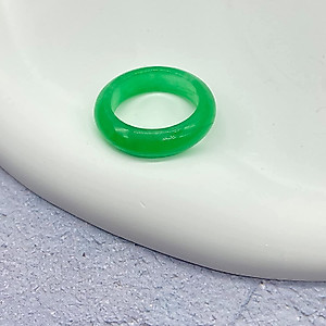 CJIAYUJEW Jade Rings for Women Good Luck Jade Ring Green Jade Rings Jewelry Size6-10 (7)