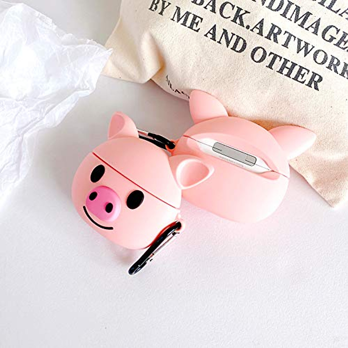 SGVAHY Airpods Pro Case, Fashion Cute 3D Pig Soft Silicone Case with Keychain Cool Fun Skin Shockproof Protective Charging Case for Apple Airpods Pro (Pig Pink)