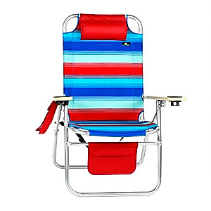 Deluxe XL Wide Tall Plus Size Aluminum Folding Big Heavy Duty 17 inches High Seat Beach Chair for Adults, 300 lb Load