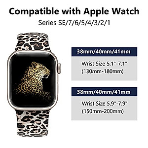 BMBMPT Compatible with Apple Watch Band 40mm 38mm 41mm Soft Silicone Sport Strap Replacement Wristbands for iphone iWatch Series 7 6 5 4 3 2 1 SE for Women Men 6 Pack leopard cheetah