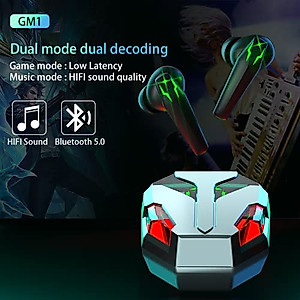 Gaming Earbuds, Bluetooth 5.0 Wireless Gaming Earbuds with 45ms Ultra Low Latency HI-FI Stereo, Gaming in-Ear Earbuds with Game/Music Modes, Gaming Earbuds with Deep Bass for Gaming, Home, Office