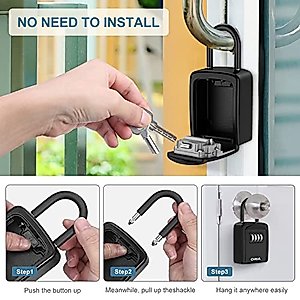 Key Lock Box for Outside,【2 Pack】Weatherproof 4 Digit Combination Key Storage Lock Box, 5 Keys Capacity Lockbox with Removable Shackle for Indoor Outdoor, Small Size 3.66in