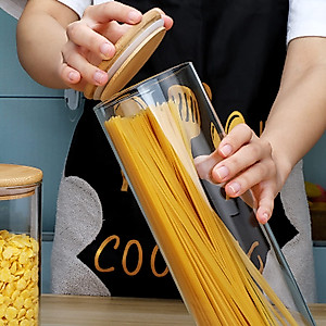 Cadamada Clear Glass Storage Jars with Lids,Airtight Food Storage Canisters with Bamboo Lids,Glass Pantry Storage Containers for Kitchen,Pantry,Flour,Coffee,Cereal,Spice,Beans,Pasta,Powder(10 pcs)