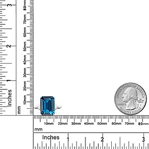 Gem Stone King 925 Sterling Silver Gemstone Birthstone Solitaire Engagement Ring | Emerald Cut 14X10MM Ring For Women | Available In Size 5, 6, 7, 8, 9