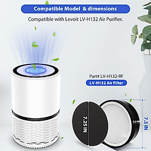 3Pack LV-H132 Replacement Filter Compatible with LEVOIT LV-H132 Replacement Filter,3 in 1 LV-H132 Air Filter,H132 True HEPA Filter,Only For Levoit LV-H132 Air Purifier Filter,Parts# LV-H132-RF Filter