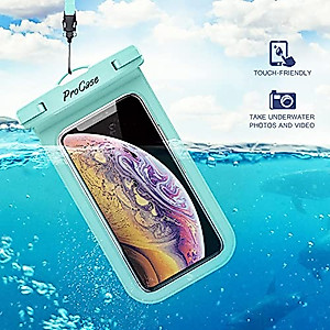 ProCase Universal Waterproof Case Phone Pouch Holder, 7 Inch Underwater Cellphone Dry Bag for iPhone 13 Pro Max Mini 12 11 Pro Max Xs XR X 8 7, Galaxy S21 S20 Pixel for Beach Swimming -Black/Green