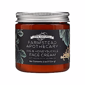 Farmstead Apothecary 100% Natural Anti-Aging Face Cream with Jojoba Oil, 4 oz (Fig & Honeysuckle)