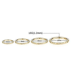 6mm Nose Hoop 16g Cartilage Earring Hoop Nose Rings 16 Gauge Nose Ring Hoop Tragus Earring Daith Earrings Forward Helix Earring Rook Earrings Snug Earring Nose Piercing Jewelry Septum Ring Gold