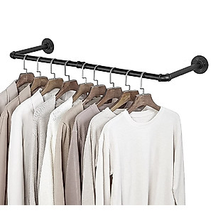 Wall Mount Storage Rack Gym ball Yoga mat Organizer Holder Industrial pipe clothing Rack with S Hooks