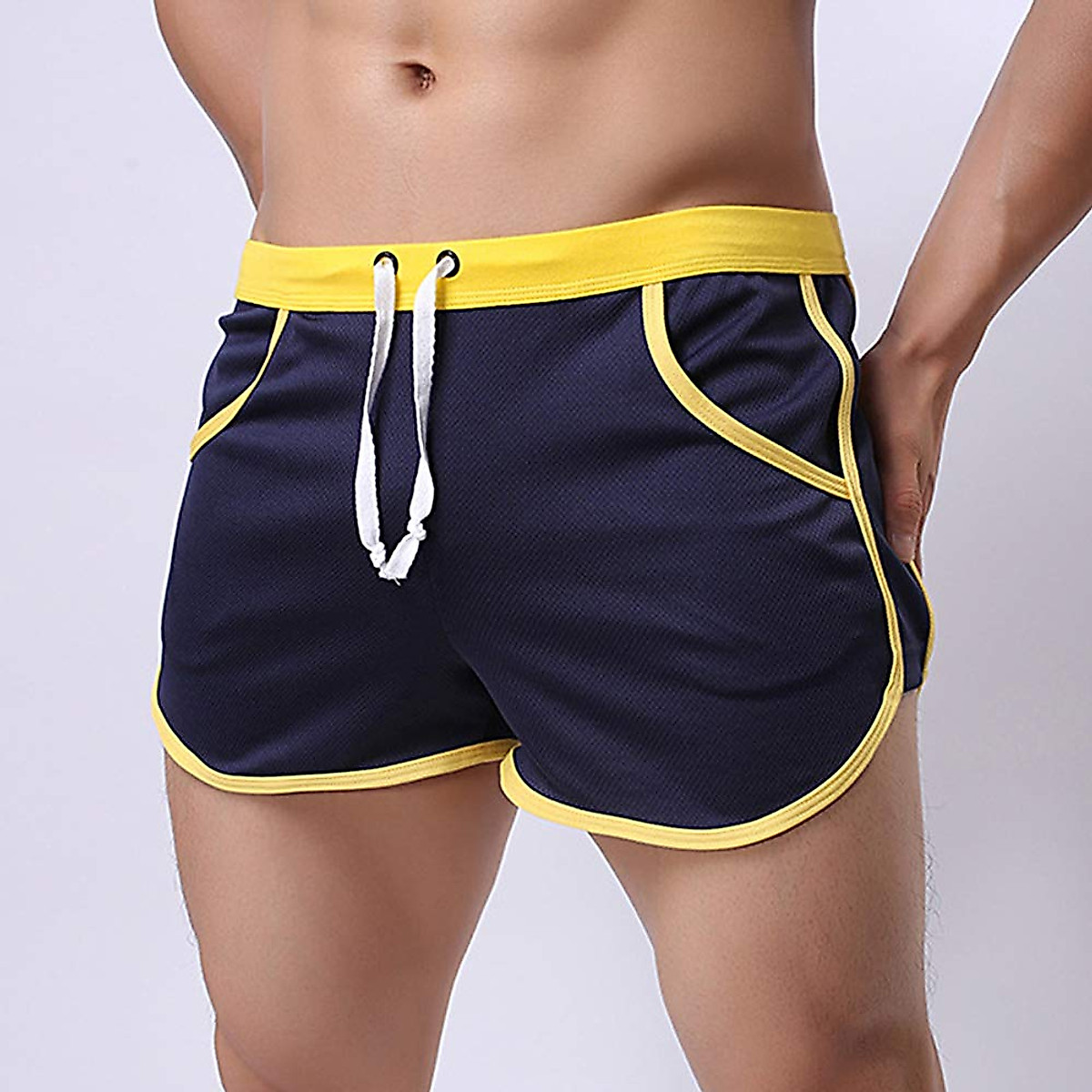Rexcyril Men's Running Workout Bodybuilding Gym Shorts Athletic Sports Casual Short Pants Small Navy