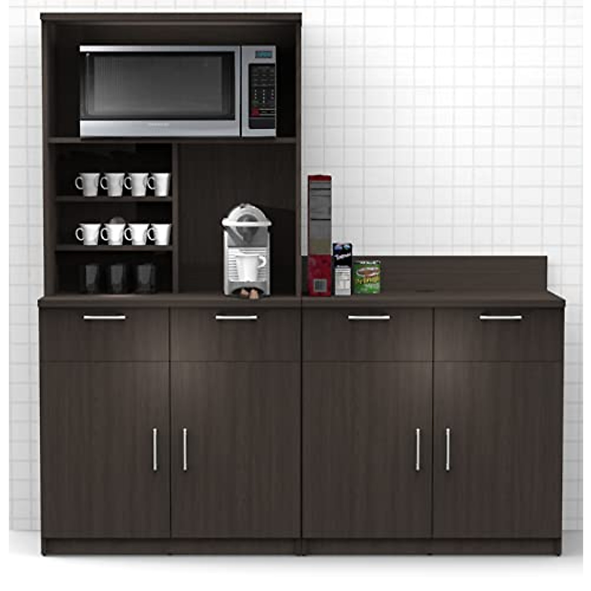 Breaktime Coffee Break Lunch Room Furniture Buffet Model 4342 3 Piece Group Color Espresso - Factory Assembled (NOT RTA) Furniture Items ONLY.