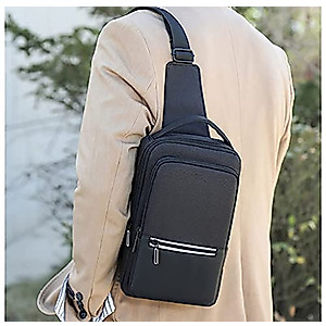 YERCHIC Small Sling Backpack Multipurpose Crossbody Chest Shoulder Bag Travel Hiking Daypack with Reflective Strip (Black)