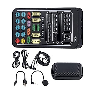 Portable Voice Changer, Handheld Bluetooth Voice Disguiser with Multiple Sound Effects, Voice Adjustable, Mini Gaming Live Sound Card for PS4/Xbox/Switch/PC/Phone(DC 5V)