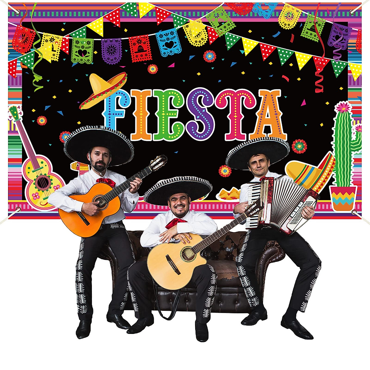 Mexican Fiesta Backdrop Mexican Birthday Banner Cinco De Mayo Theme Party Decoration Supplies Mexico Carnival Party Background for Mexican Birthday Baby Shower Party Picture Photo Studio Favors