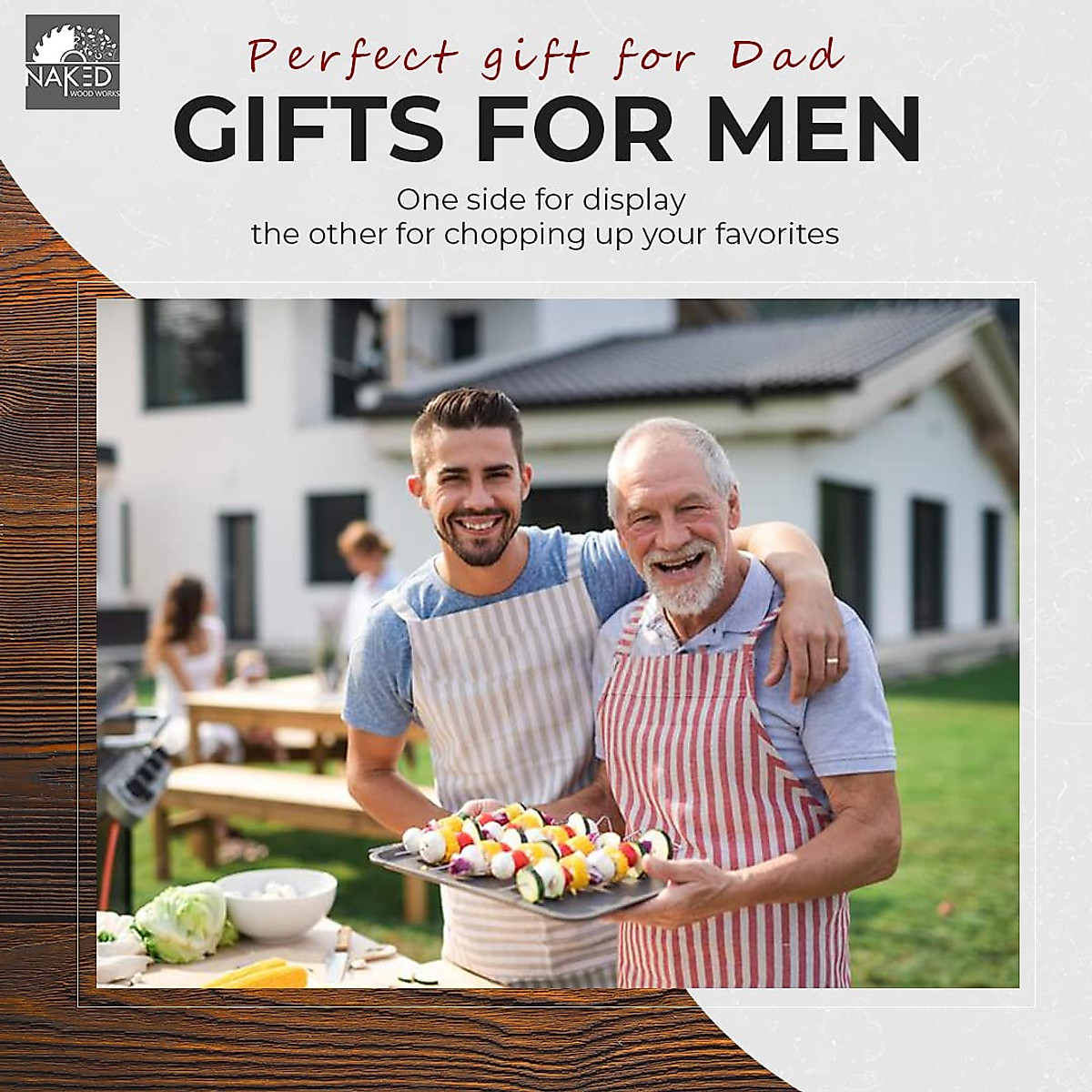 The Grillfather Cutting Board – Wooden Handmade Cutting Boards – BBQ Gifts for Men Who Like Grilling – Birthday, Christmas, or Fathers Day Gifts for Dad, Stepdad, Grandfather, or Bonus Dad