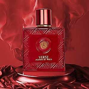 NovoGlow Verse Adonis Red for Men - 100ml Eau De Parfum Spray for Men - Long Lasting Fruity Warm & Floral Fragrance Smell Fresh All Day Long Gift for Men for All Occasions