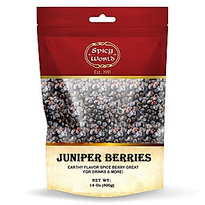 Spicy World Juniper Berries Whole 14 Ounce Bag- Pure - Great for Cooking, Drinks, Tea & More!