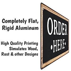 ATX CUSTOM SIGNS - Order Here and Pick Up Here Signs 2 Pack Black and White