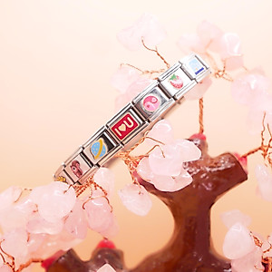 Decorated Italian Charm Bracelet, 18 charm bracelet with unique designs. 6.9 inches long, interchangeable charms