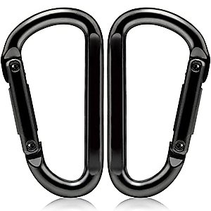 EZYA Carabiner Clip, 860lbs, 3" Iron Heavy Duty Carabiner, D Shape Hook - Hammocks, Camping, Hiking Accessories, Keychains, Caribiniers for Dog Leash, Yoga Swing, Gym etc, Black