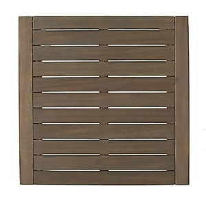 Christopher Knight Home Leah Outdoor Acacia Wood Chat Set with Water Resistant Cushions, 3-Pcs Set, Grey Finish / Grey