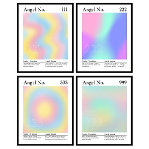 Roxbury Row Aura Poster Aesthetic, Angel Number Poster, Angel Wall Decor, Gradient Painting, Spiritual Posters, Posters & Prints (4 8x10 Unframed Prints, 1239: Intuition, Alignment, Support, Release)