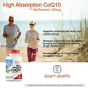 Doctor's Best High Absorption CoQ10 with BioPerine, Gluten Free, Naturally Fermented, Heart Health, Energy Production, 100 mg, 120 Count