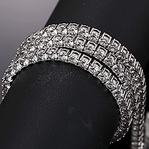 Moissanite Tennis Necklace 18K Gold Plated 925 Sterling Silver Yellow White Gold Plated Moissanite Diamond Tennis Choker Chain Wedding Necklaces 3/4/5mm 16-24 Inch Jewelry Gift for Women Men (Gold)