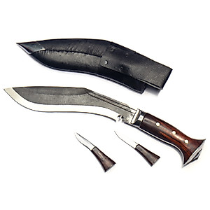 ESK GROUP Panawal Kukri Knife – 10 Inch Blade, 5 Inch Rosewood Handle with buffalo Leather Sheath and two small knives (Karda and Chakmak) - Handmade in Nepal