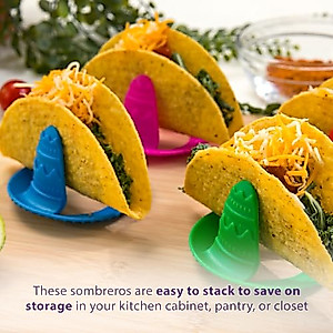 Talisman Designs Sombrero Taco Holders - Set of 4, Hold & Fill Small or Large Tacos | Crunch & Soft